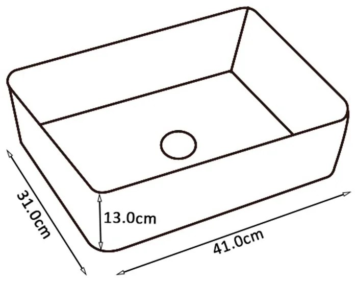BPS-koupelny Keramické umyvadlo na desku HYD-LO-MTB-410 41x31 cm, černé matné