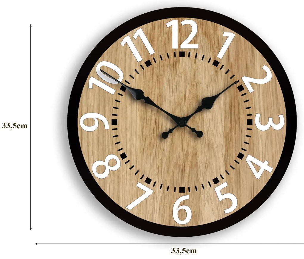 Dřevěné nástěnné hodiny Berlin 33 cm bílé/hnědé