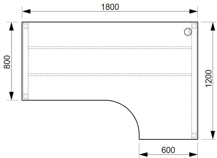 Kancelářský pracovní stůl Hobis Ergo UEO180060L, bílá RAL 9016, deskabuk