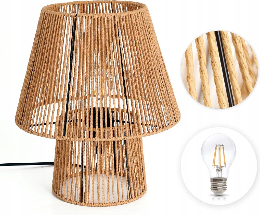 Sada Stolní lampa Boho styl Noční Lampa žárovka 7W E27 Teplá Barva