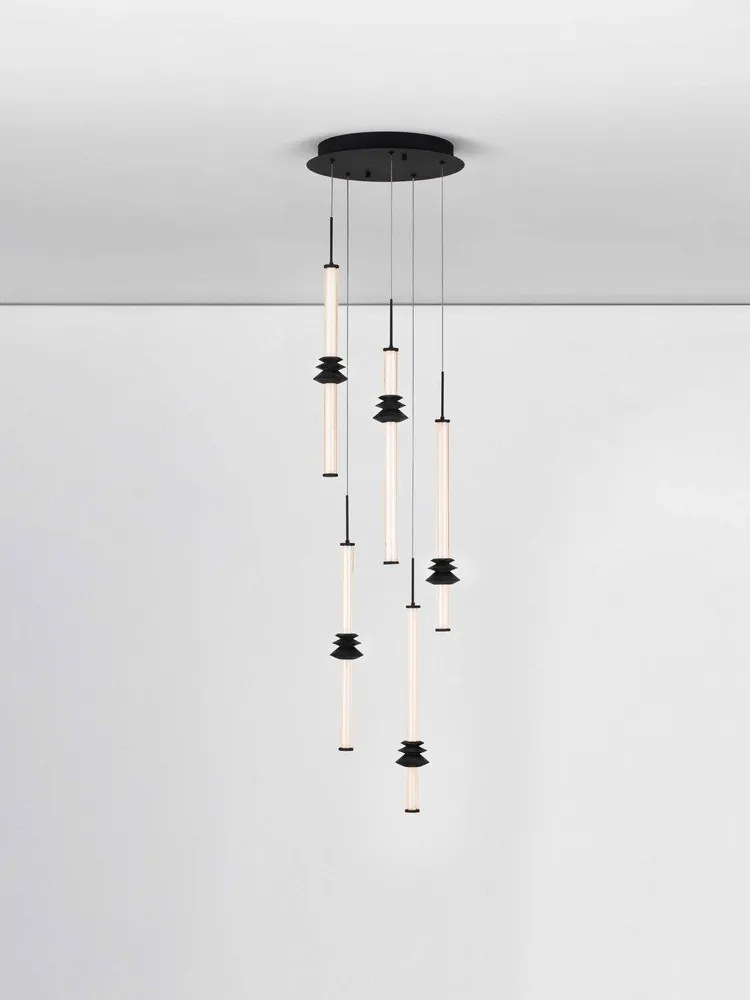 Matně černé keramické LED stmívatelné závěsné svítidlo se stínidlem z akrylového skla ø 35 cm Stalactite – Nova Luce