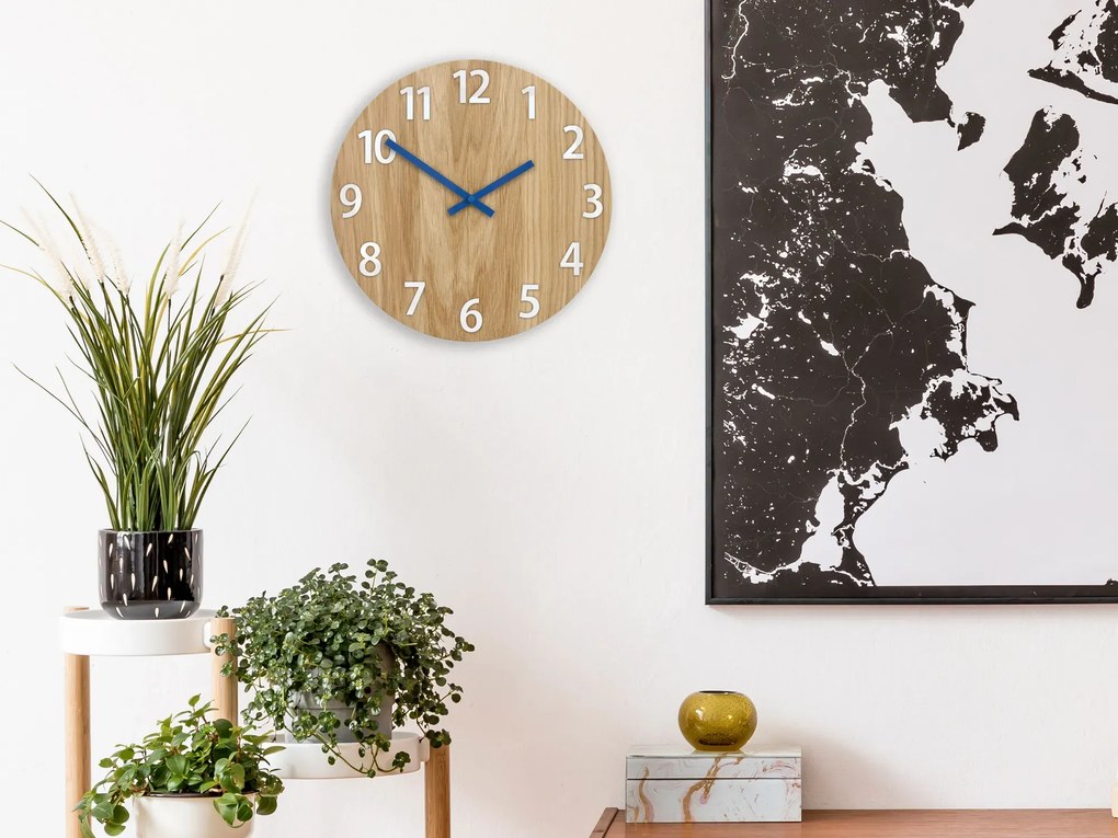 Dřevěné nástěnné hodiny Amadeus 33 cm modré/bílé
