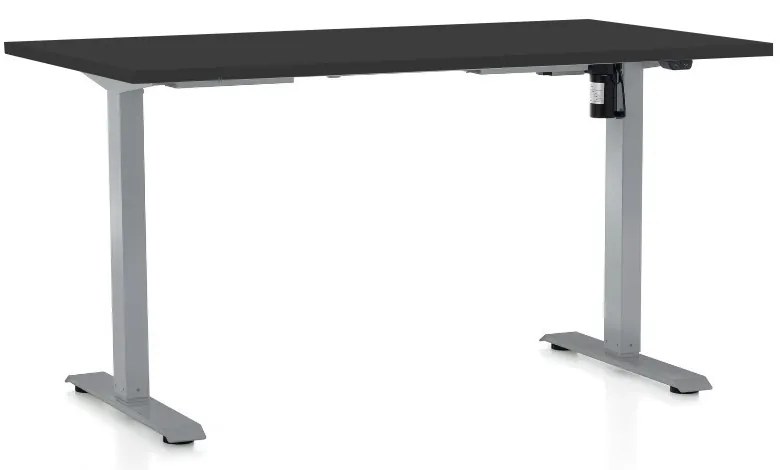 Výškově nastavitelný stůl OfficeTech A, 120 x 80 cm, šedá podnož, černá