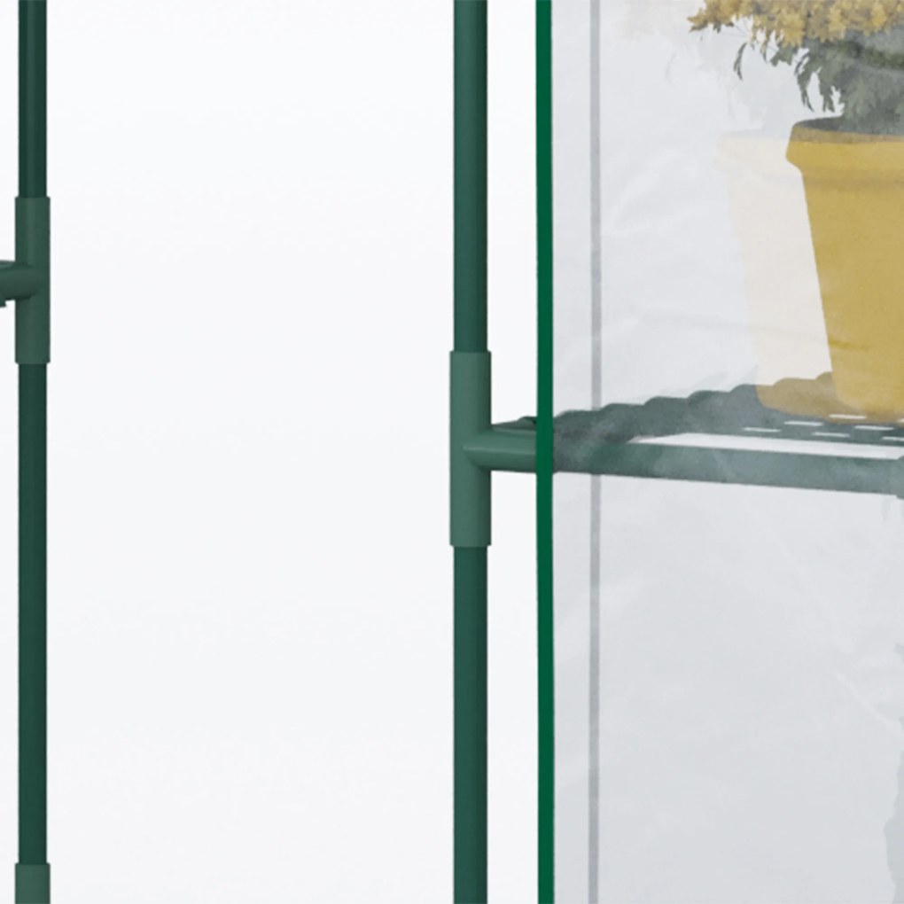 Outsunny Fóliový skleník Walk-in Skleník na rajčata 142x73x195cm se 6 policemi, průhledný pro zahradu a rostliny |