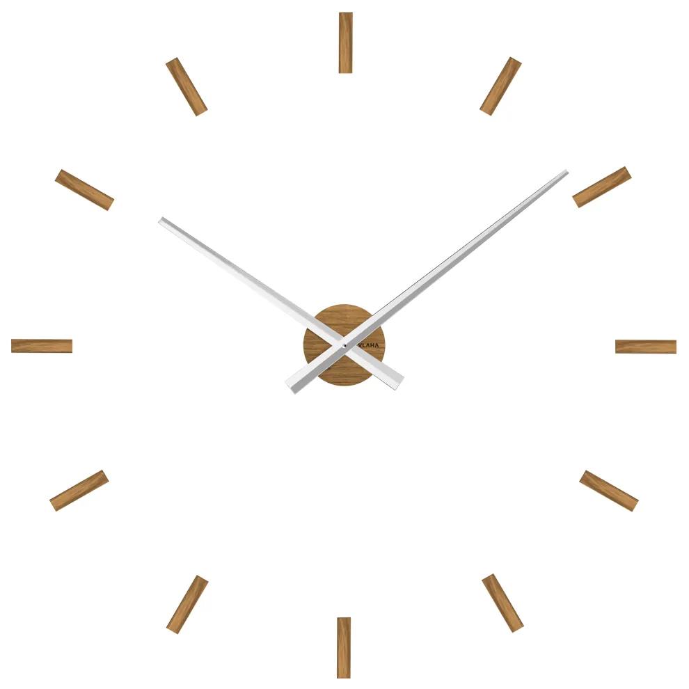 VLAHA Dubové nalepovací hodiny VLAHA MINIMAL vyrobené v Čechách se stříbrnými ručkami VCT1041
