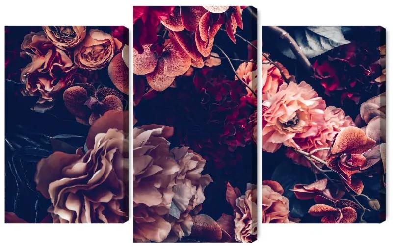 Vícedílný obraz Barevné Květiny V Retro 3D Stylu Nedostatek Nedostatek Plátno Canvas 120x80