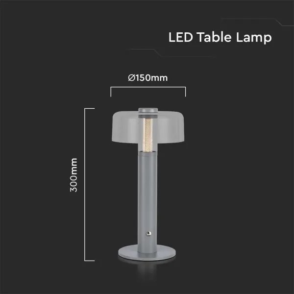 LED Stmívatelná dobíjecí stolní lampa LED/1W/5V 3000K 1800 mAh šedá