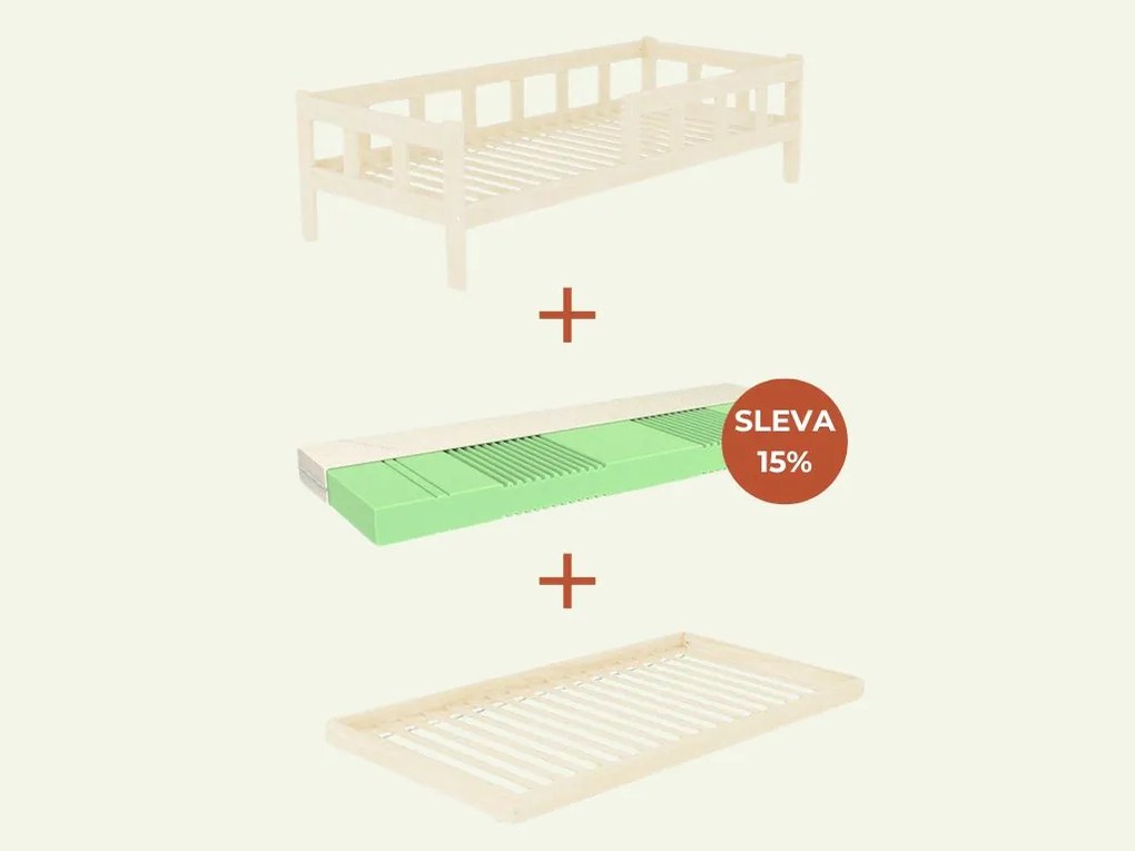 Benlemi Jednolůžko FENCE 4v1 90x200 cm se zábranou a přistýlkou + matrace ADAPTIC Zvolte barvu: Petrolejová, Zvolte zábranu: S jednou zábranou vpravo