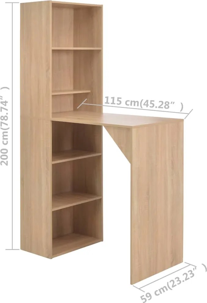 Barový stůl se skříní dub 115 x 59 x 200 cm 280229