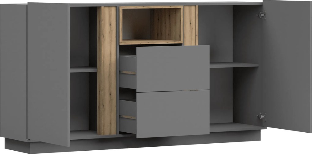 IDZ Komoda GREY II 04, 180 cm Šedá/Dub Artisan