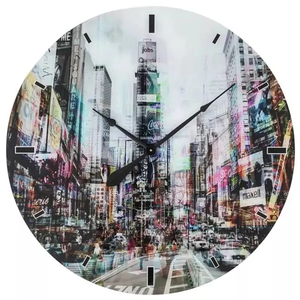 KARE DESIGN Nástěnné hodiny Glass Times Square Ø80 cm 80 × 80 × 0,04 cm