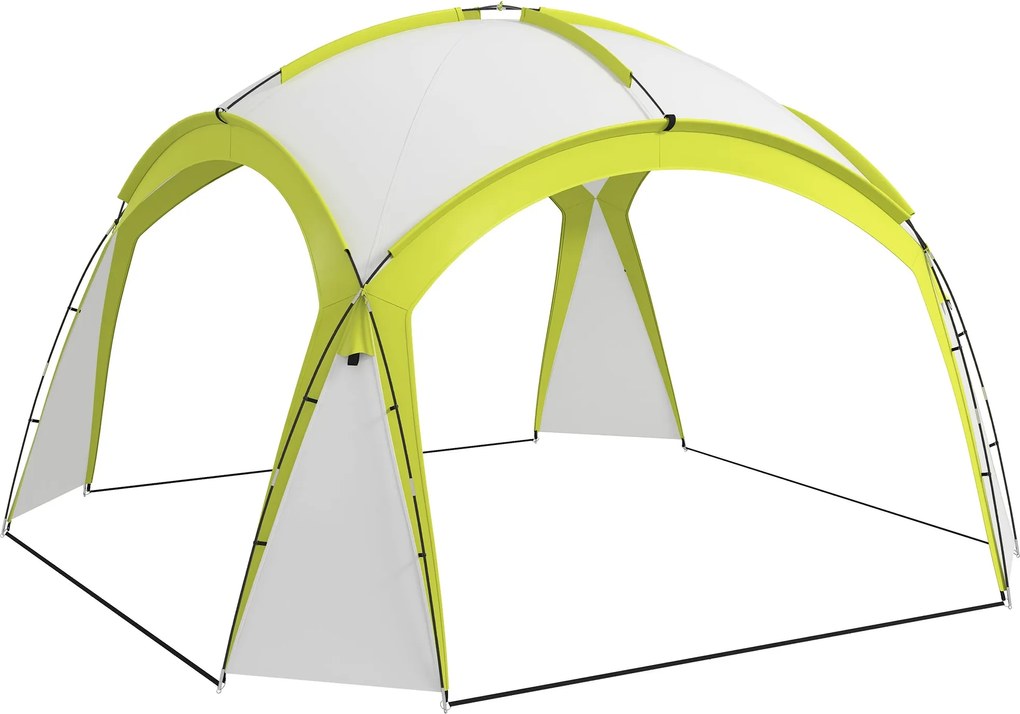 Outsunny Pavilon pro Akce 3,5 x 3,5 m s Dveřmi na Háčku, Ochrana proti Dešti se Silnými Ocelovými Sloupky, Zahradní Pavilon s Ochrannou proti UV, Slun
