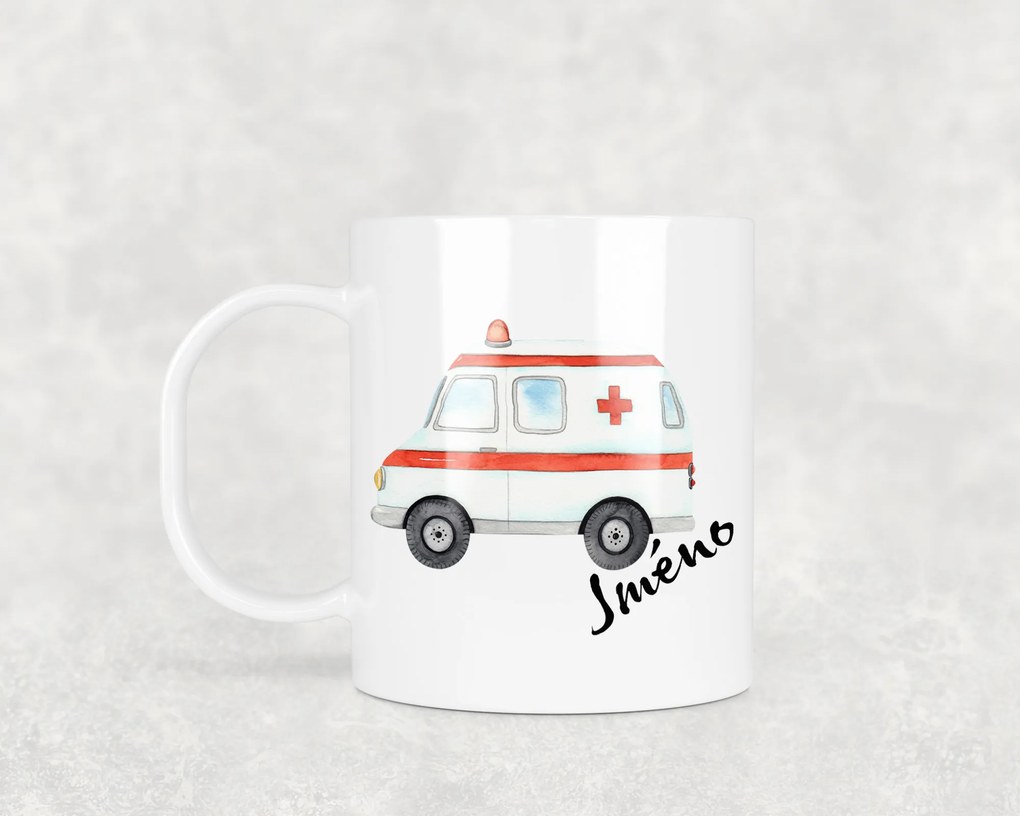 Domovi Plastový hrnek s vlastním jménem Sanitka 330ml Barva ucha a zevnitř: Bílá