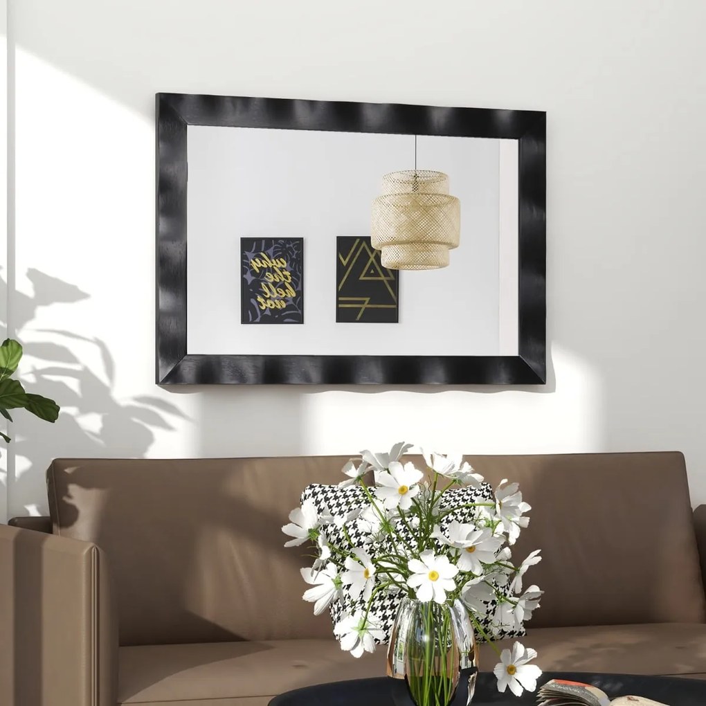 Costway Farmhouse Rubberwood Frame Dřevěné nástěnné zrcadlo Rustikální