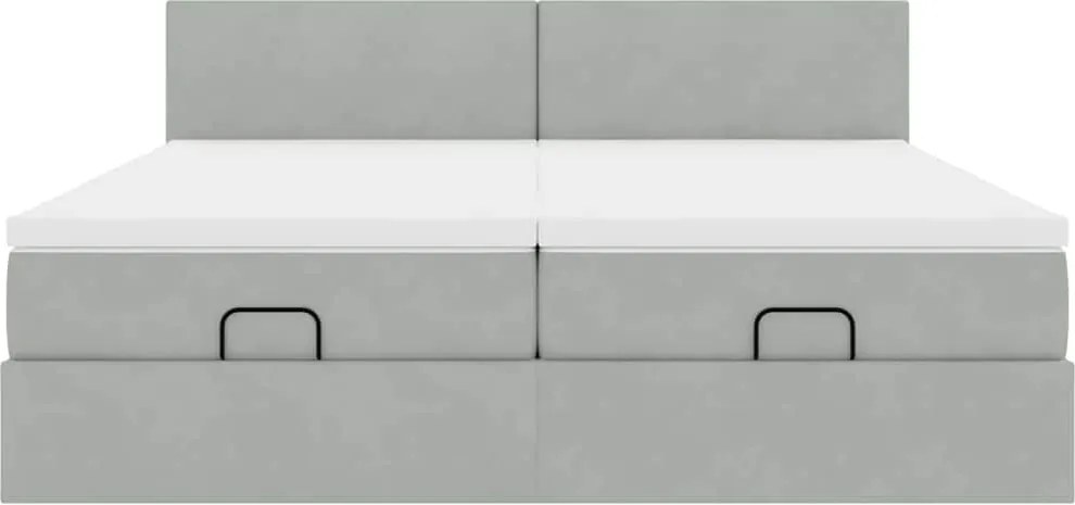 Osmanský rám postele s matracíes světle šedá 200x200cm samet 3312911