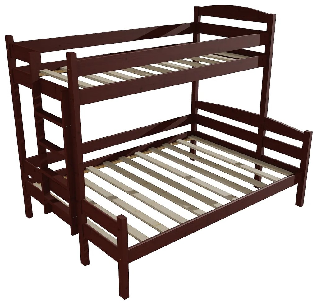 Vomaks Patrová postel s rozšířeným spodním lůžkem PPS 001 Rozměr: 90/120 x 200 cm, Barva: bezbarvý lak, Varianta: vlevo