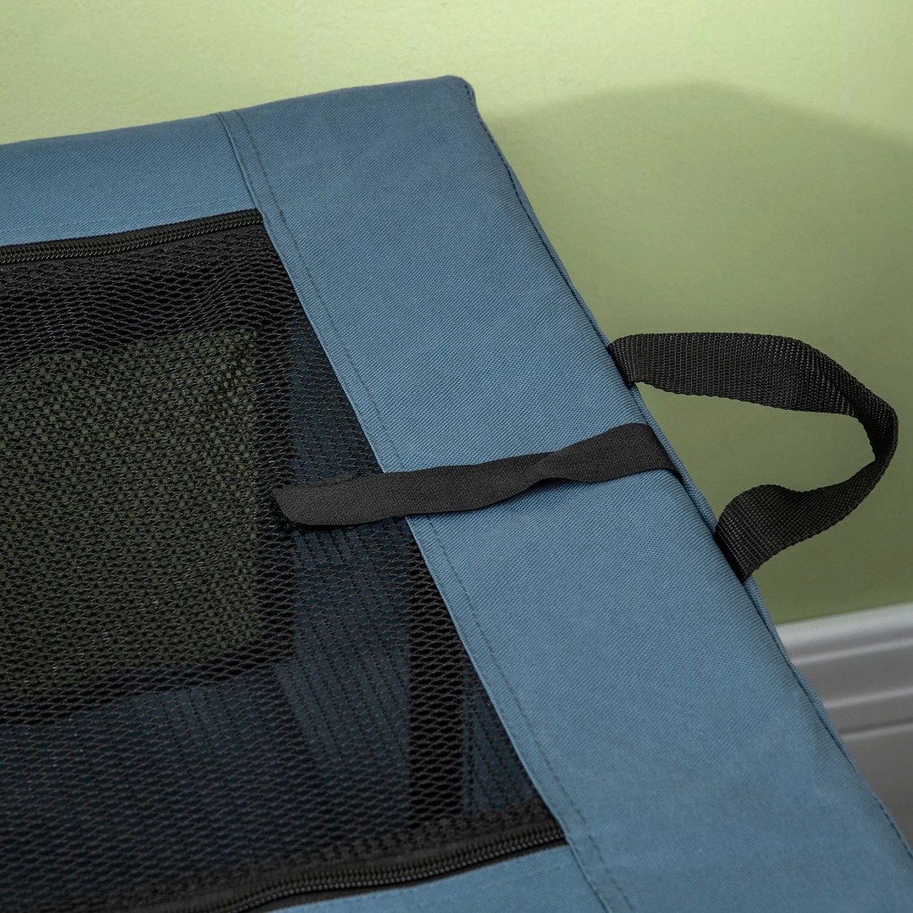 PawHut Skládací Batoh pro Zvířata s Horním Otevřením a Síťovinou - 69 x 51 cm - Modro Černý