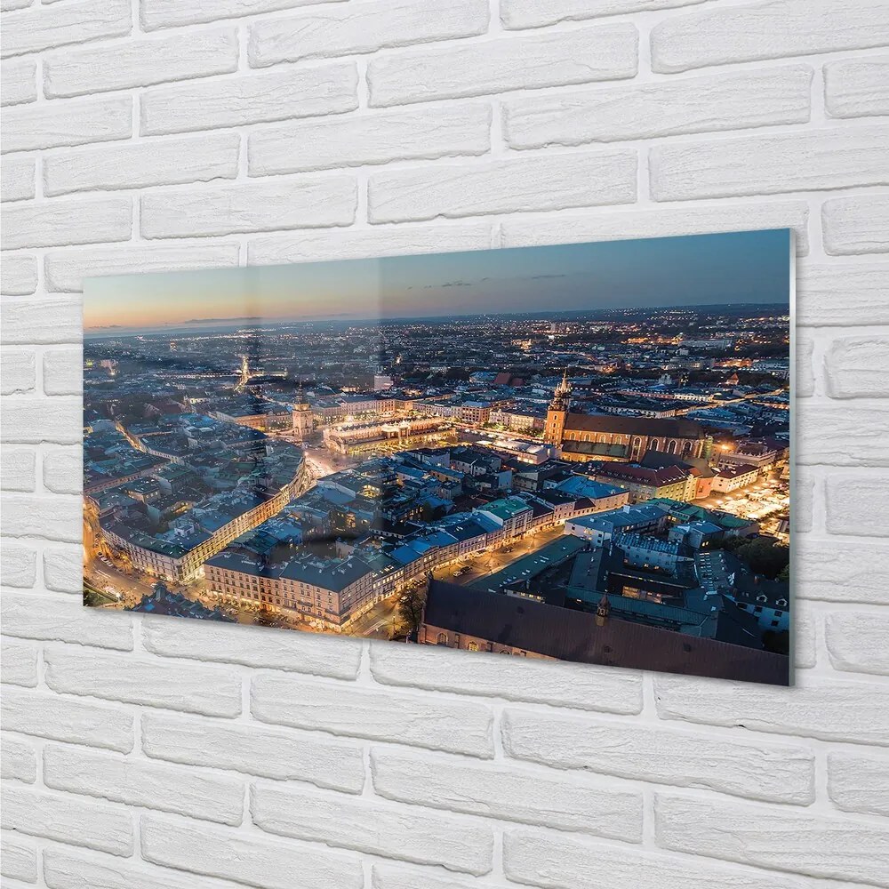 Obraz na skle Krakov noční panorama 100x50 cm
