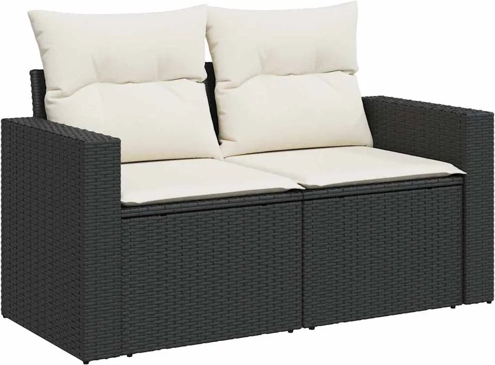 7dílná zahradní sedací souprava s poduškami černá polyratan 3325402