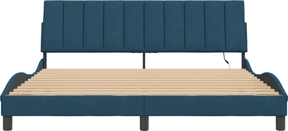Rám postele s LED osvětlením bez matrace Hanko modrý 180 x 200 cm samet 3213797