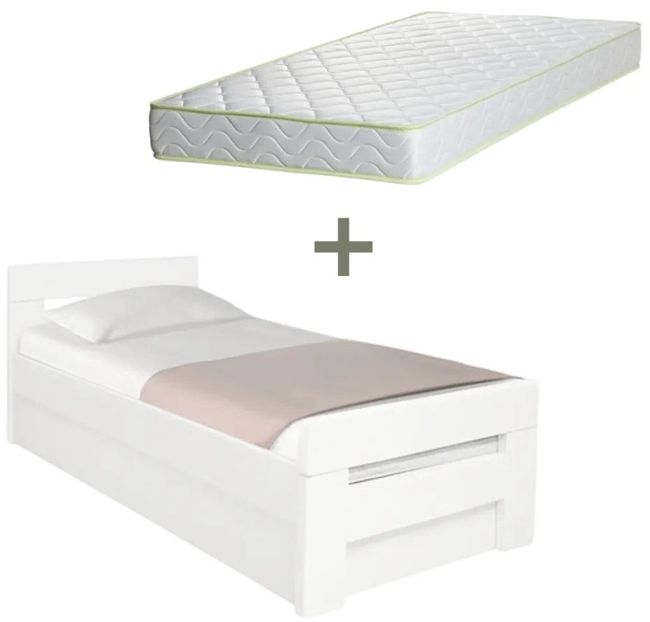 Postel z masivu K2 BOX 90 buk natural  s matrací ELASTIK - SET