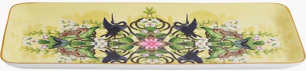 Obdélníkový tác z kostního porcelánu Wonderlust Waterlily