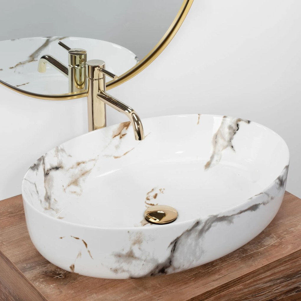 Rea Queen umyvadlo, 55 x 42 cm, imitace kamene-Carrara, REA-U1232