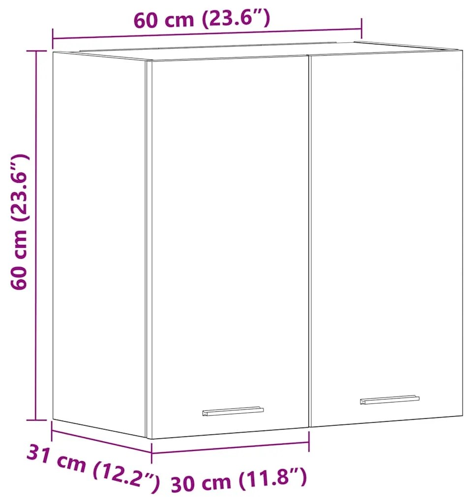 vidaXL Marketos Závěsná skříňka "Lyon" bílá 60 x 31 x 60 cm, dřevěné podlahy