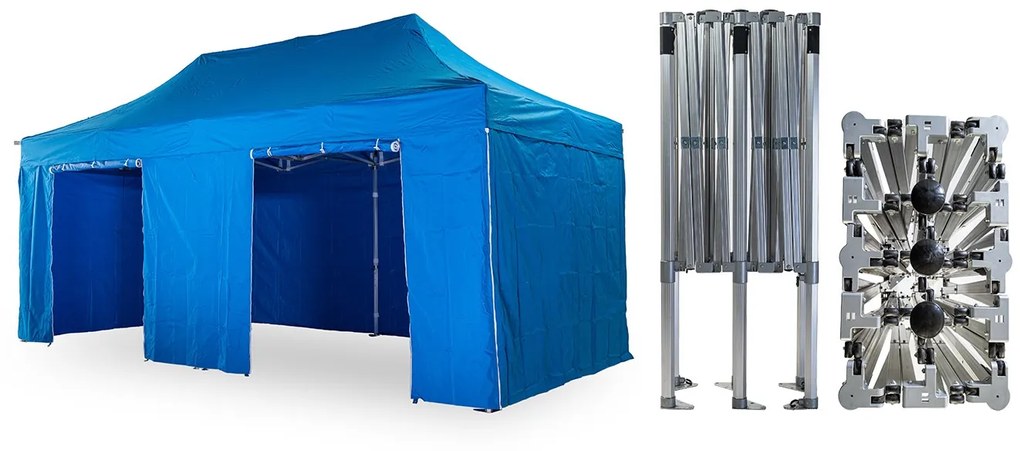 Nůžkový párty stan 4x6 m /6 noh TENTino BIG HEXAGON EXTREME Barva opláštění: 12A - SVĚTLE MODRÁ