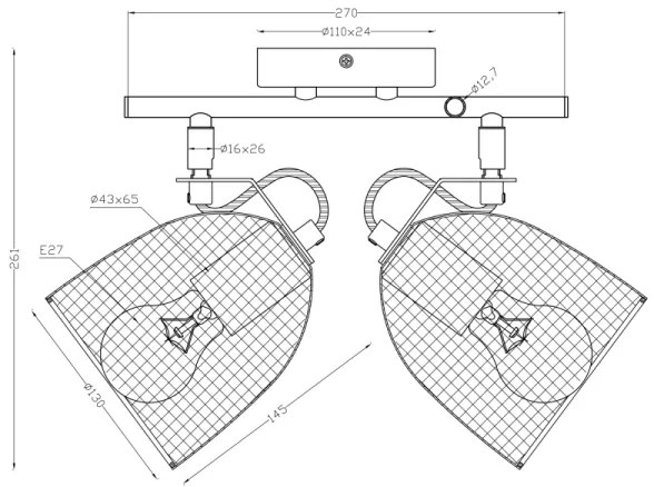 Globo 54034-2 - Bodové svítidlo JOSINA 2xE27/60W/230V