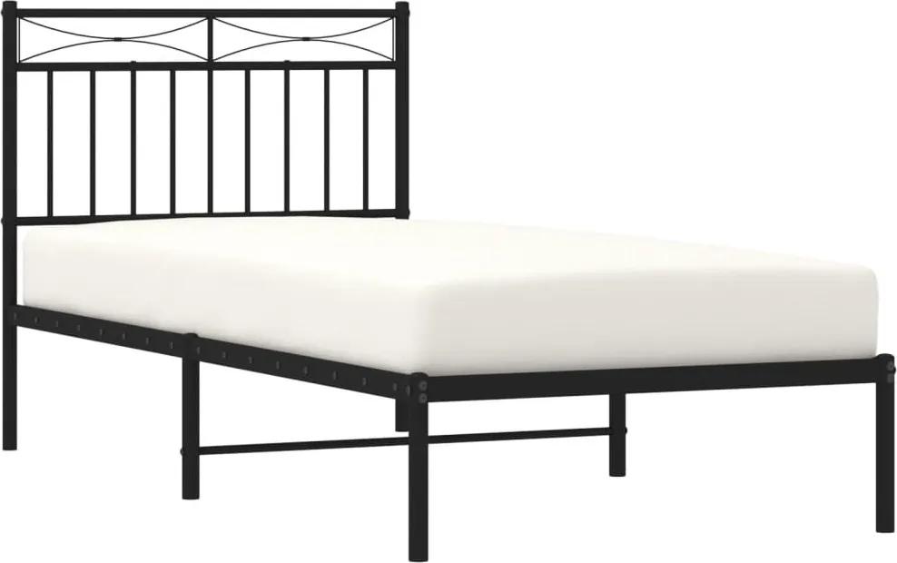 vidaXL Kovový rám postele s čelem 90 x 190 cm [373683] Barva: Bílá