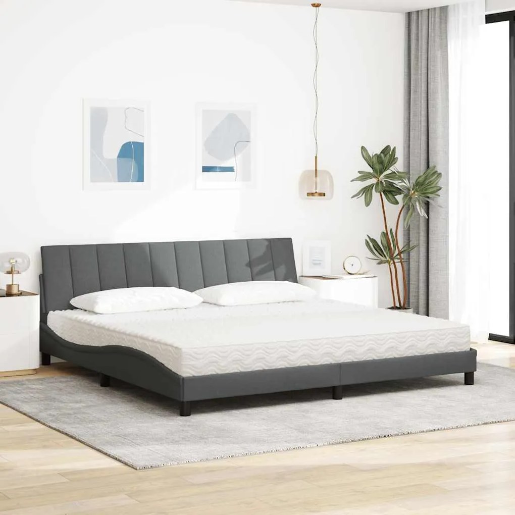 Postel s matrací Hanko světle šedá 200 x 200 cm textil 3310552
