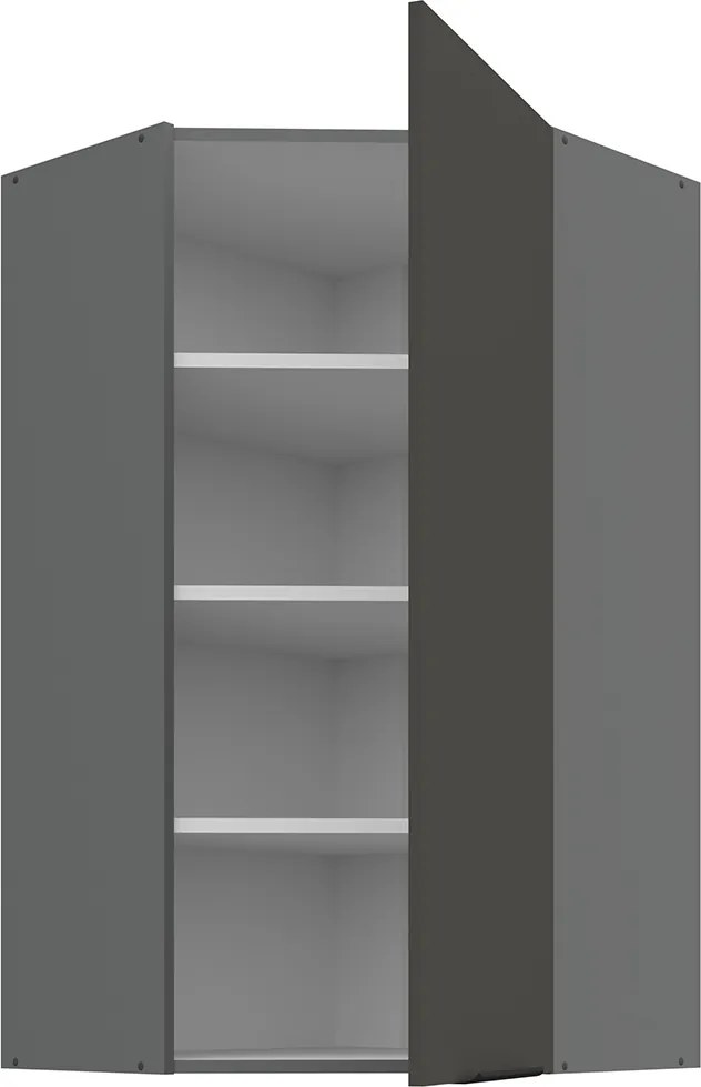 ARIA pi | horní kuchyňská skříňka 60x60 GN-108 1F (45°) rohová s policemi | 60x60 cm | EXTRA VYSOKÁ | antracit/šedá grafit