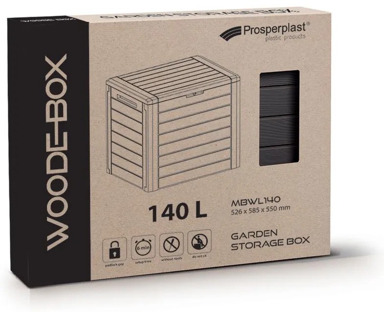 Úložný box WOODEBOX 140,190,280 L Prosperplast Barva: Černá, Velikost: 280 L