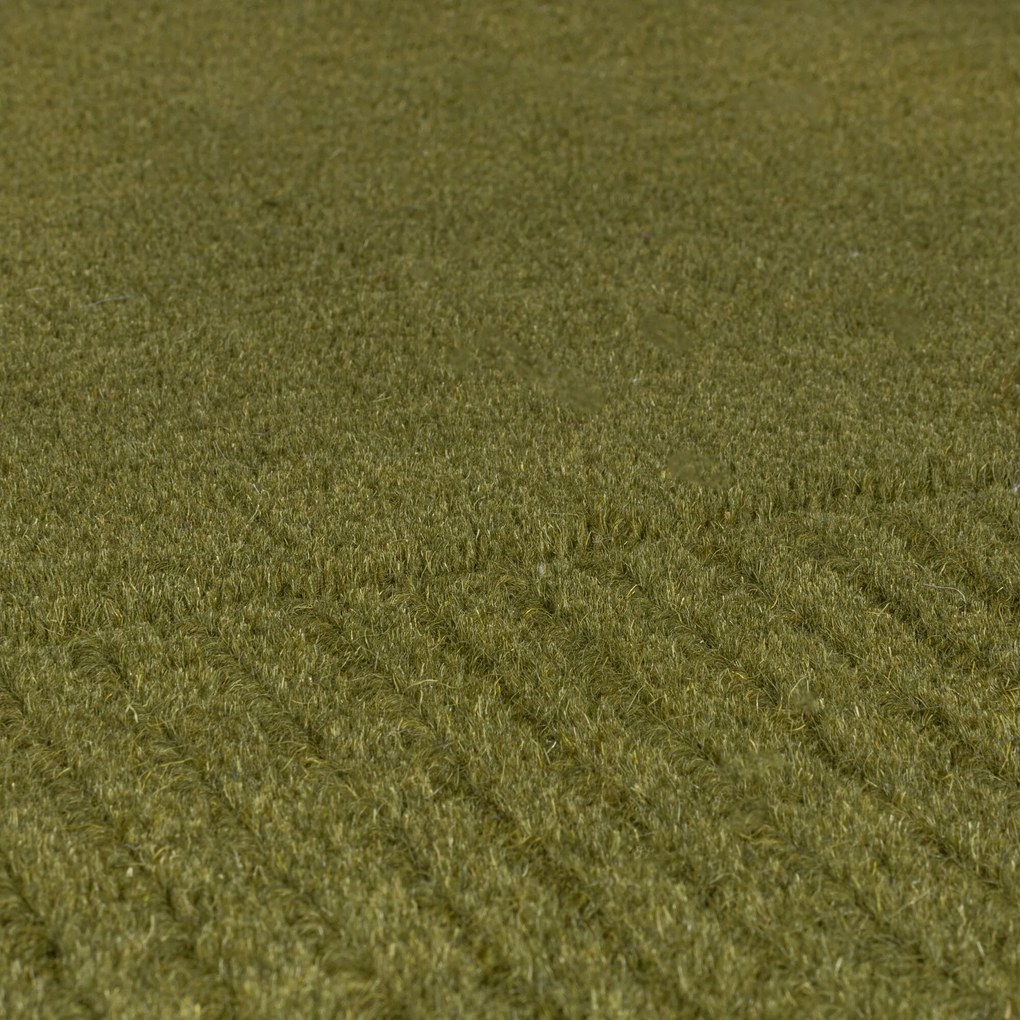 Flair Rugs, Kusový ručně tkaný koberec Tuscany Textured Wool Border Green, 120x170, zelená, ložnice