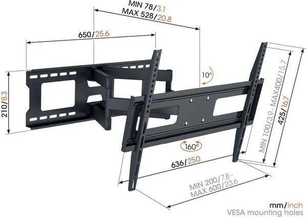 Vogel's TV rameno 3 klouby MA 4040 Černá