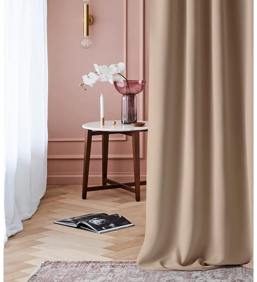 Room99 Hotový závěs na kroužcích Zatemňovací LAUREL Jednobarevný Barva: Béžová, Velikost: 140 x 260 cm