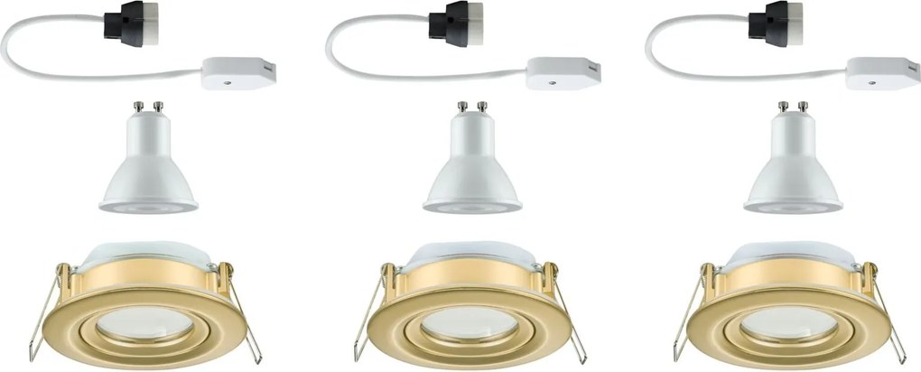P 92408 LED vestavné svítidlo Nova Plus 3ks sada IP65 kruhové 93mm 30° GU10 3x6W 230V stmívatelné 2700K zlatá mat - PAULMANN