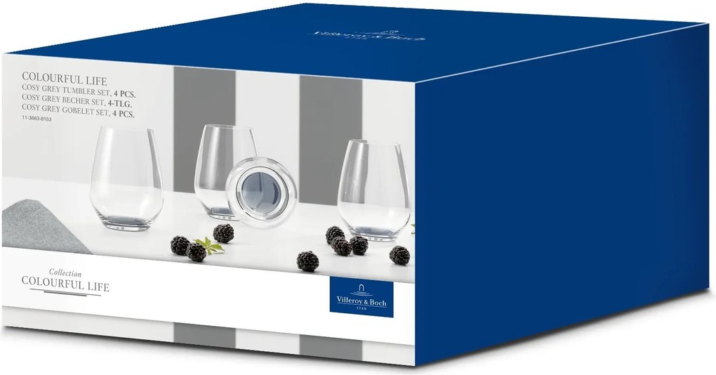 Villeroy&Boch Villeroy & Boch Colourful Life Lemon Cosy Grey sada sklenic na vodu, 4× 0,42 l