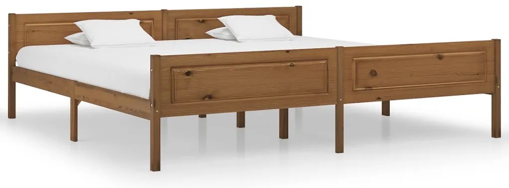 Rám postele masivní borové dřevo medově hnědý 200 x 200 cm 322116