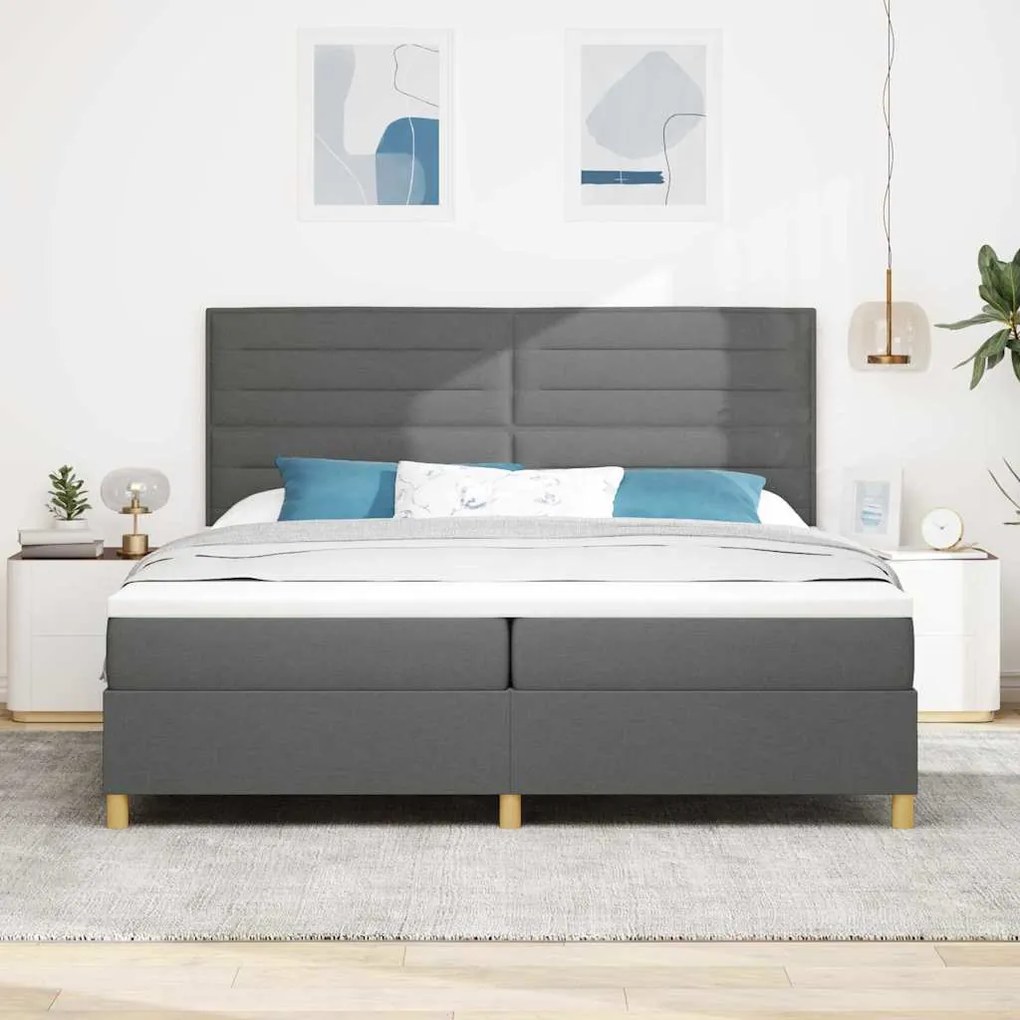 Postel s boxspringem s matrací Tmavě šedá 200 x 200 cm textil 3339568