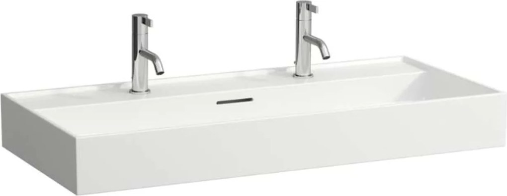 Laufen Kartell - Dvojumyvadlo 100x46 cm, s přepadem, 2 otvory pro baterii, LCC, bílá H810337A001071
