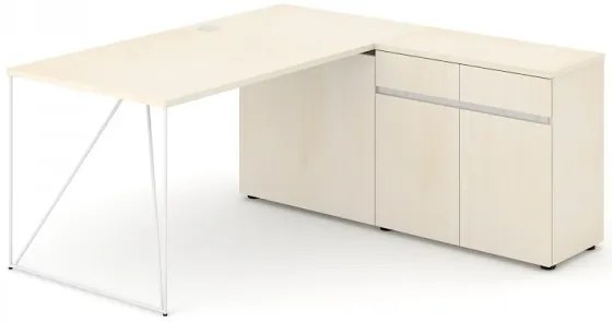 NARBUTAS - Pracovní stůl AIR 160x160x74 cm se skříňkou na pravé straně
