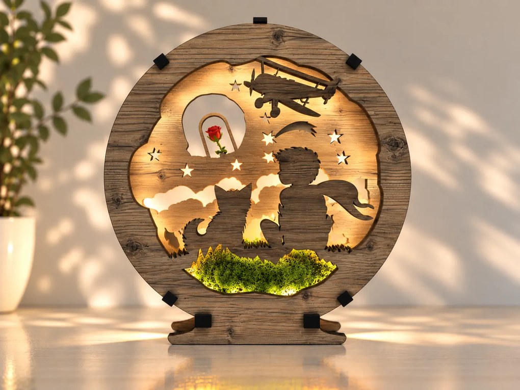 Li-Go "Malý princ s růží" lampa 20x22cm provedení povrchu: bříza
