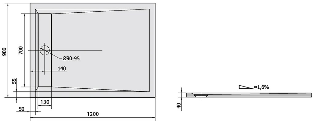 Polysan VARESA sprchová vanička z litého mramoru se záklopem, obdélník 120x90x4cm, bílá, 71603