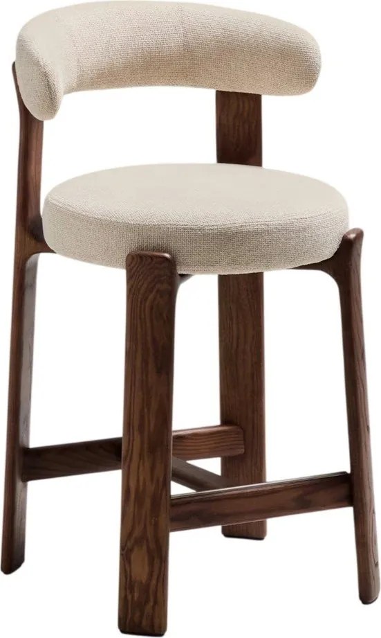 Béžová/v tmavě přírodní barvě barová židle z jasanového dřeva (výška sedáku 65 cm) Granite – Kave Home