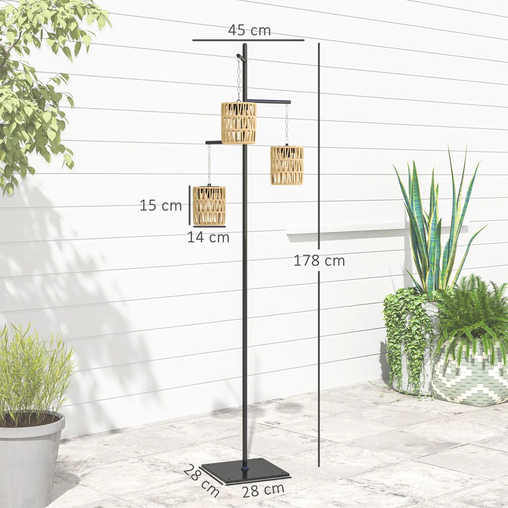 Solární stojací lampa Ratanové solární lampy se světelným senzorem 3 světla Automatické v boho stylu IP44 Odolné proti stříkající vodě