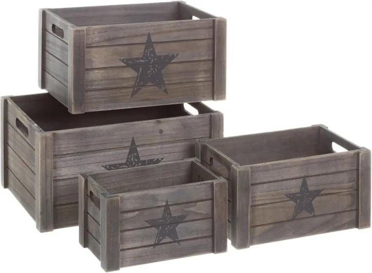 Sada 4 úložných boxů ze dřeva Unimasa Star