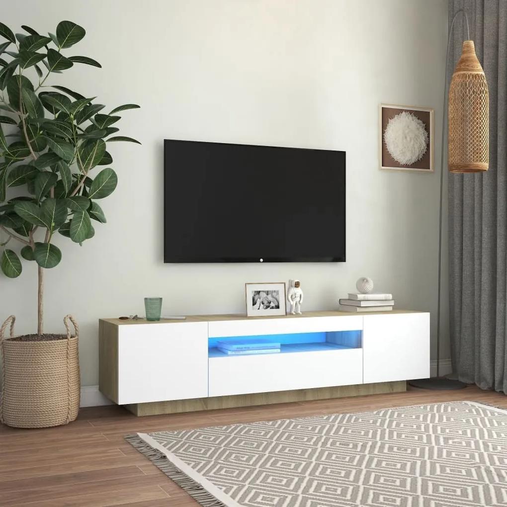 vidaXL TV skříňka s LED osvětlením 160x35x40 cm [815726] Barva: bílá s vysokým leskem