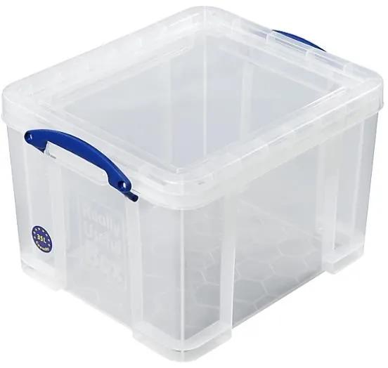 Plastový úložný REALLY USEFUL box transparentní 35l s víkem